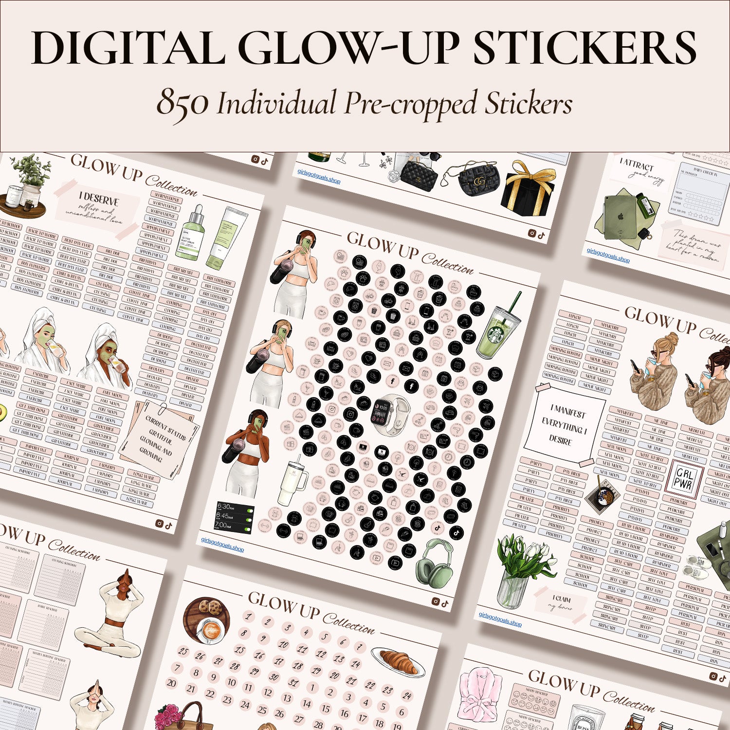 Digital Glow Up Stickers | Aesthetic Self-Care & Motivation for ...